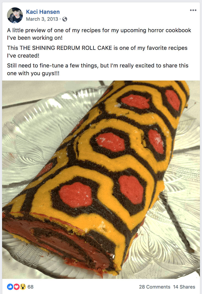 All Work & No Play Makes Me Want to Bake...The Shining REDRUM Roll Cake!